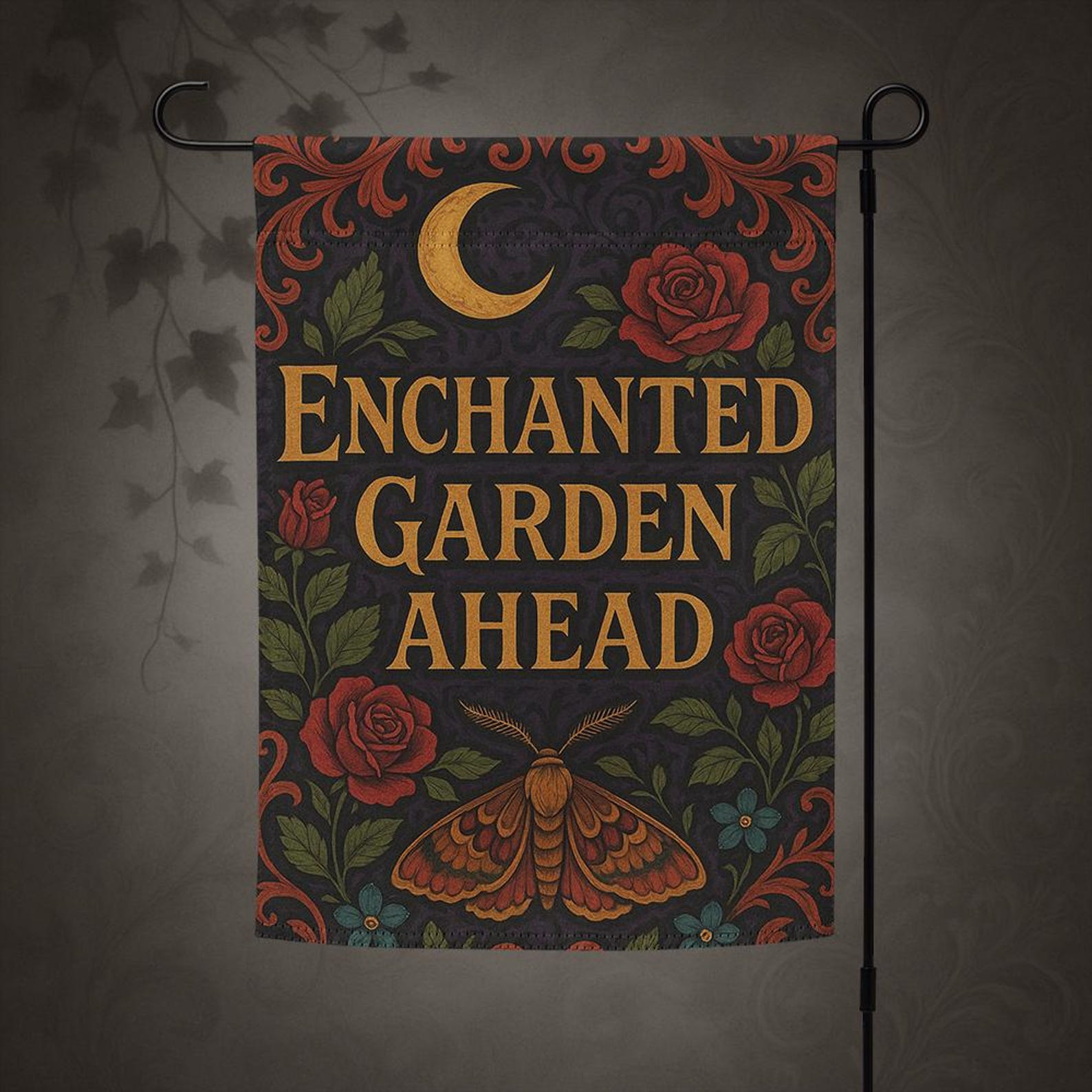 Mystical Moth & Moon Garden Flag: Enchanted Whimsigoth Outdoor Decor ...