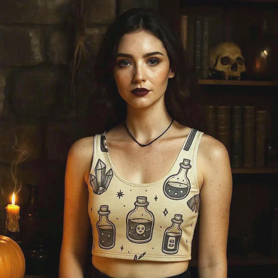 Witchcore Potion Bottle Crop Top: Gothic Spell Tee, Magical Summer ...