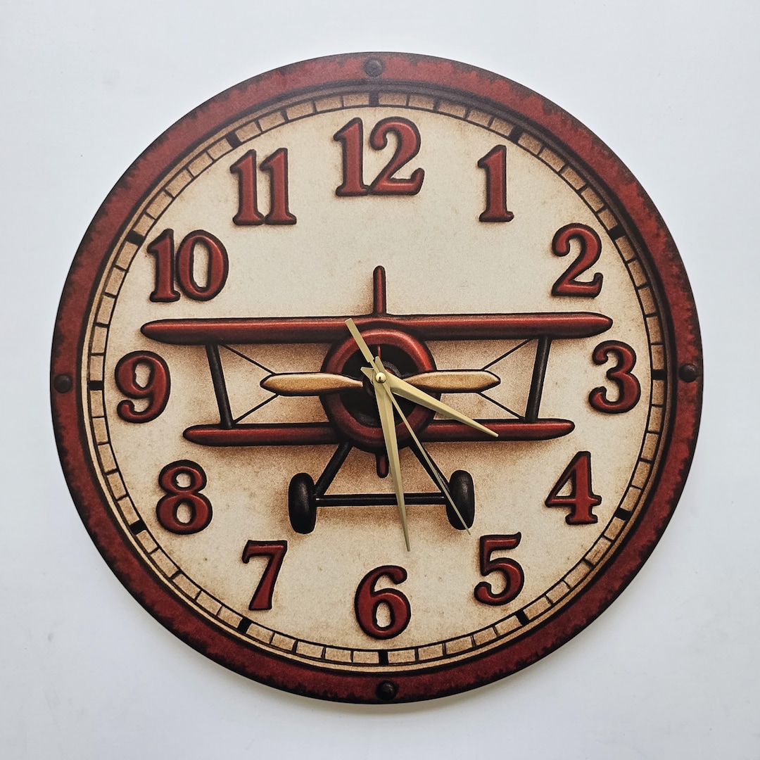 Vintage Biplane Wall Clock – Retro Aviation Decor – Pilot Gift ...