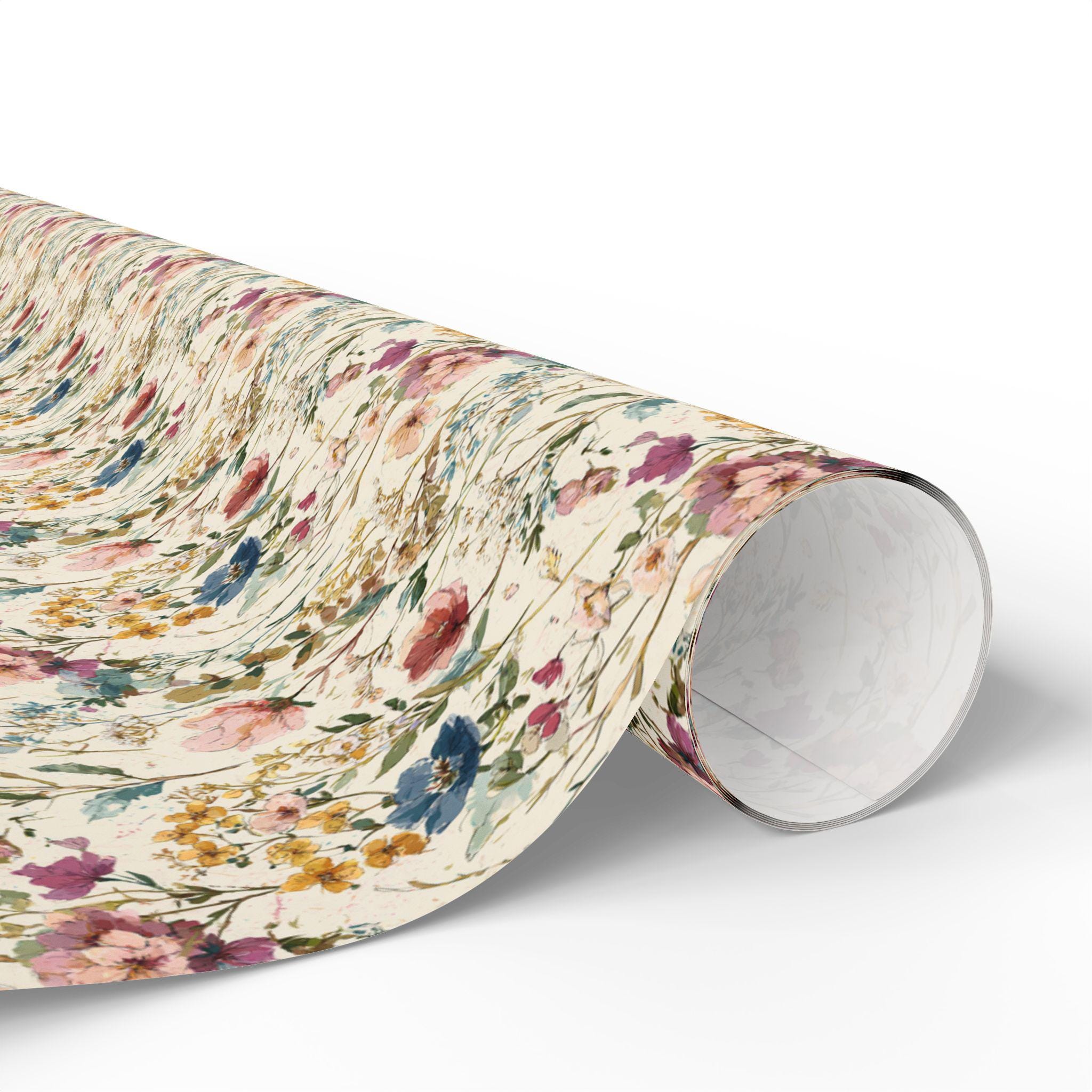Rustic Wildflower Wrapping Paper for Wedding Favors | Floral Gift Wrap ...