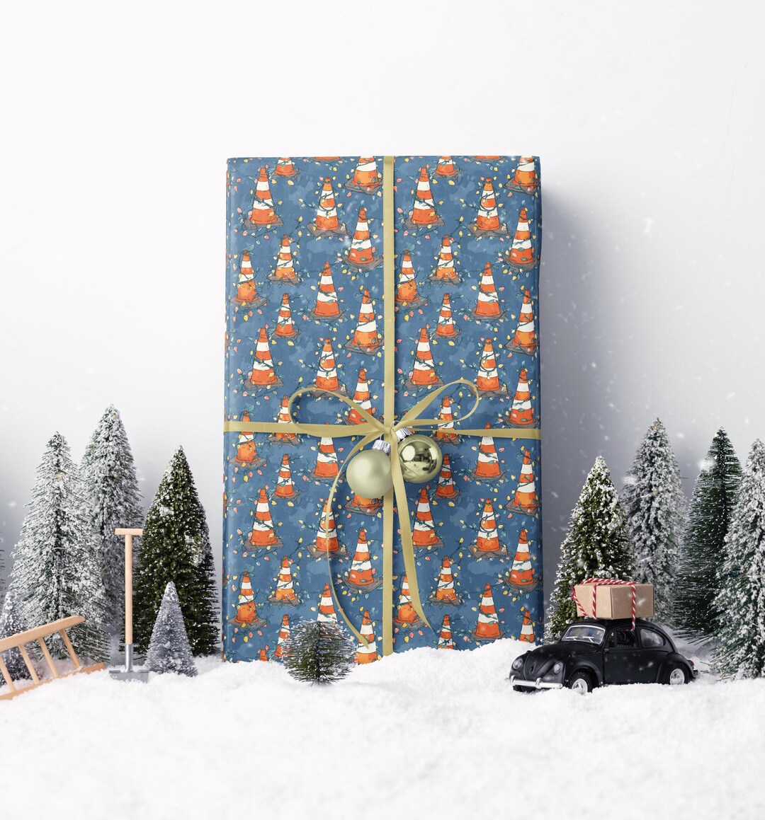Police Officer Holiday Gift Wrap Roll With Handcuffs, Hats, and Badge ...