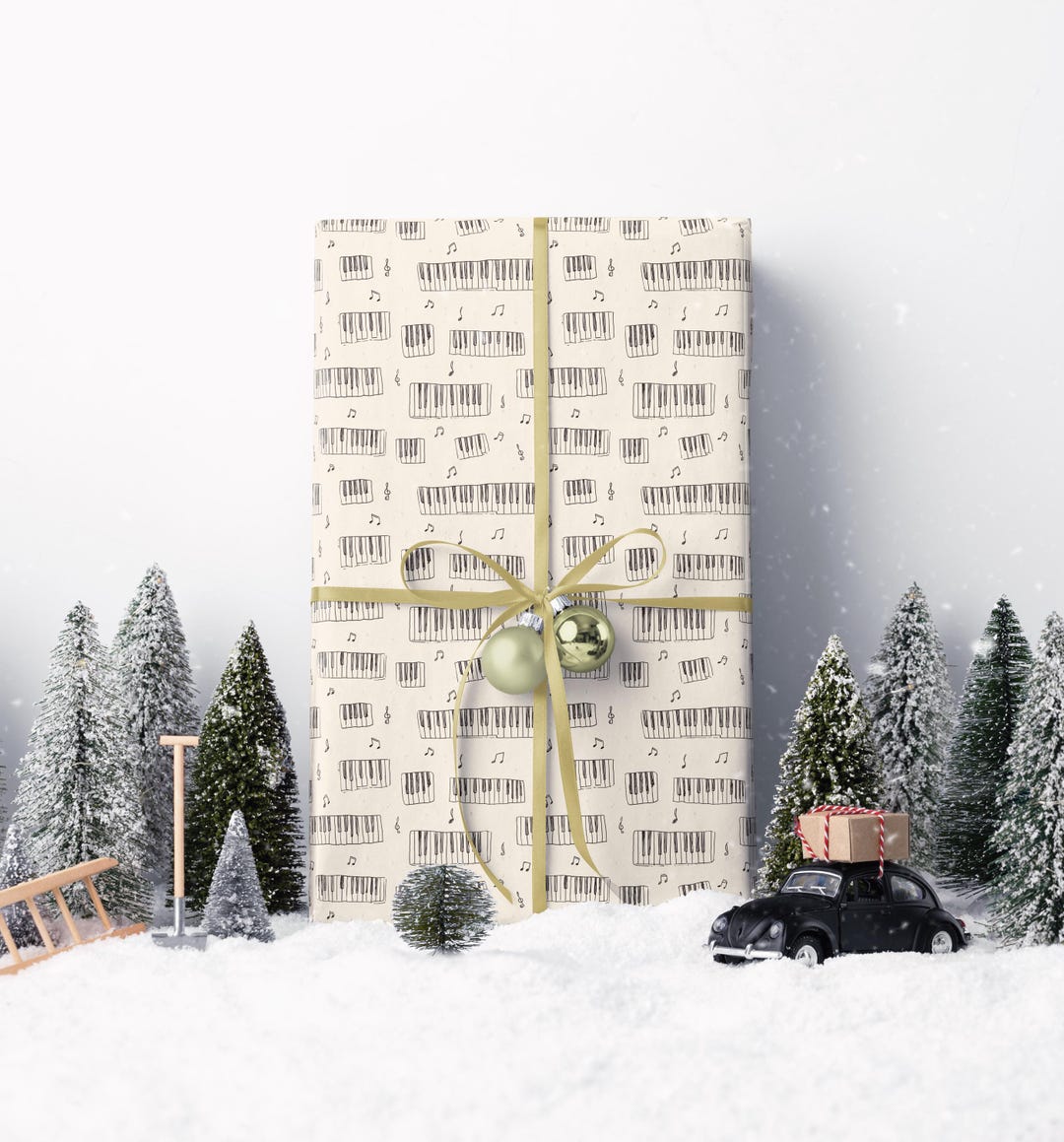 Piano Wrapping Paper Roll With Music Notes and Keys for Elegant Gift ...
