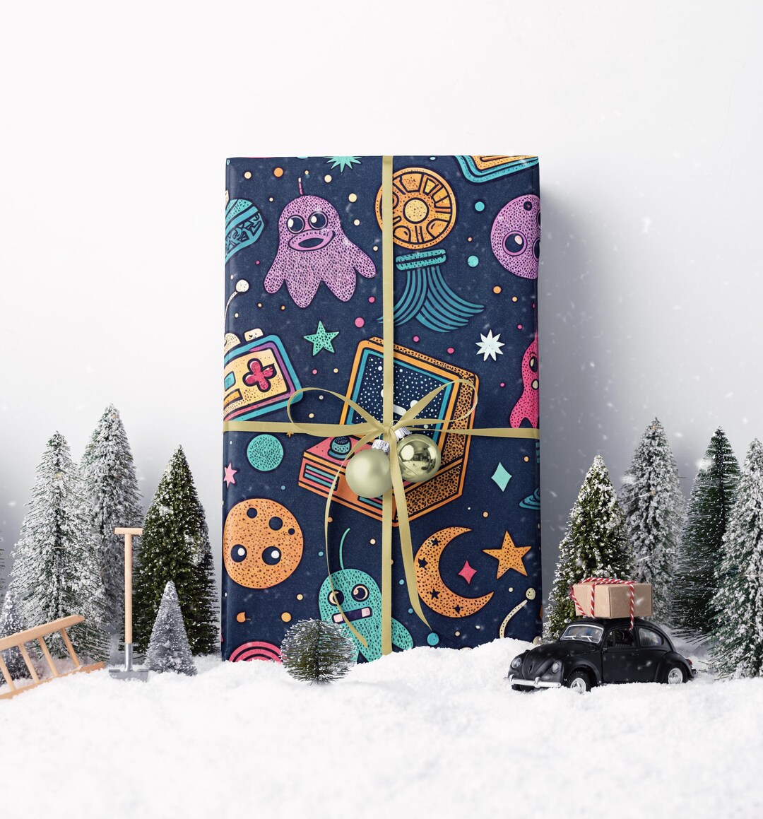 Video Game Wrapping Paper Roll With Joystick Pattern for Geek Gifts #10 ...