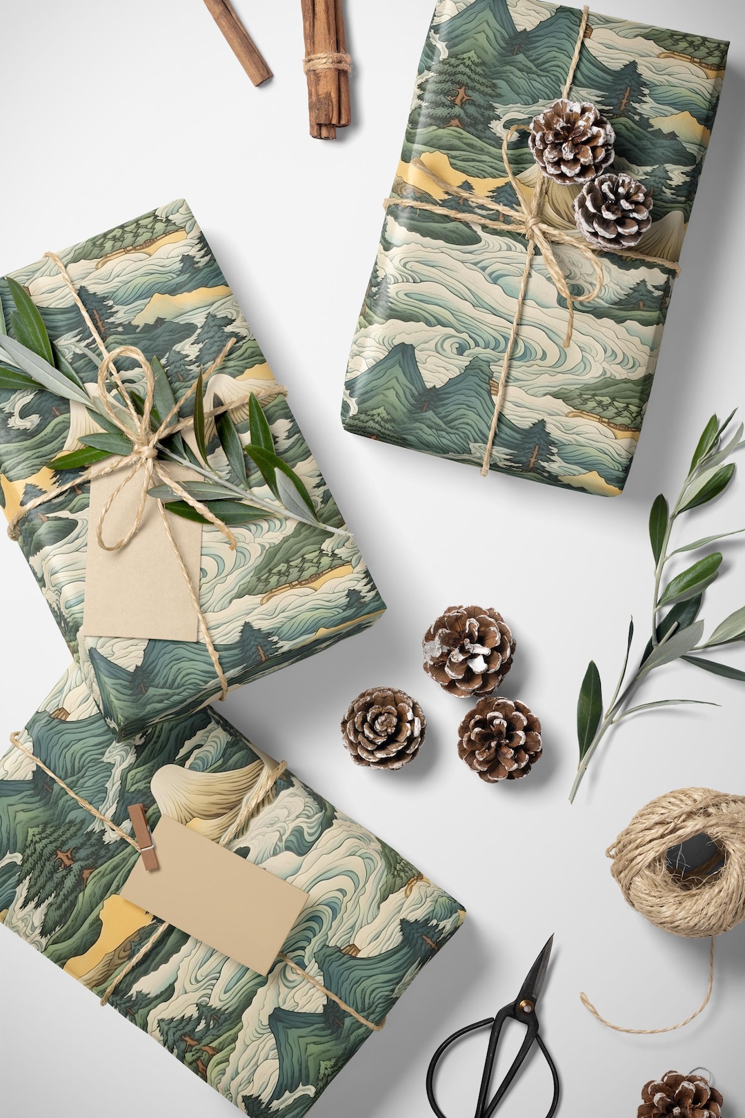 Japanese Art Wrapping Paper Washi Style Gift Wrap Minimalist Seigaiha ...