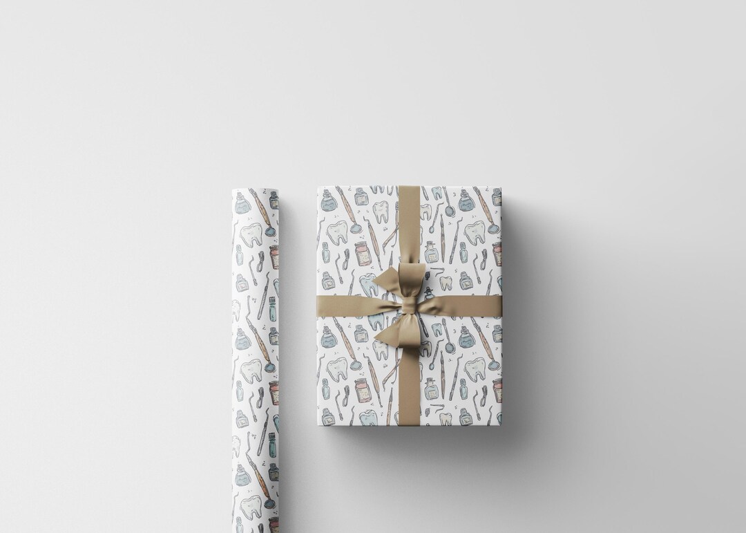 Dental Themed Wrapping Paper, Tooth Office Decor, Dentist Gift Wrap Fun ...