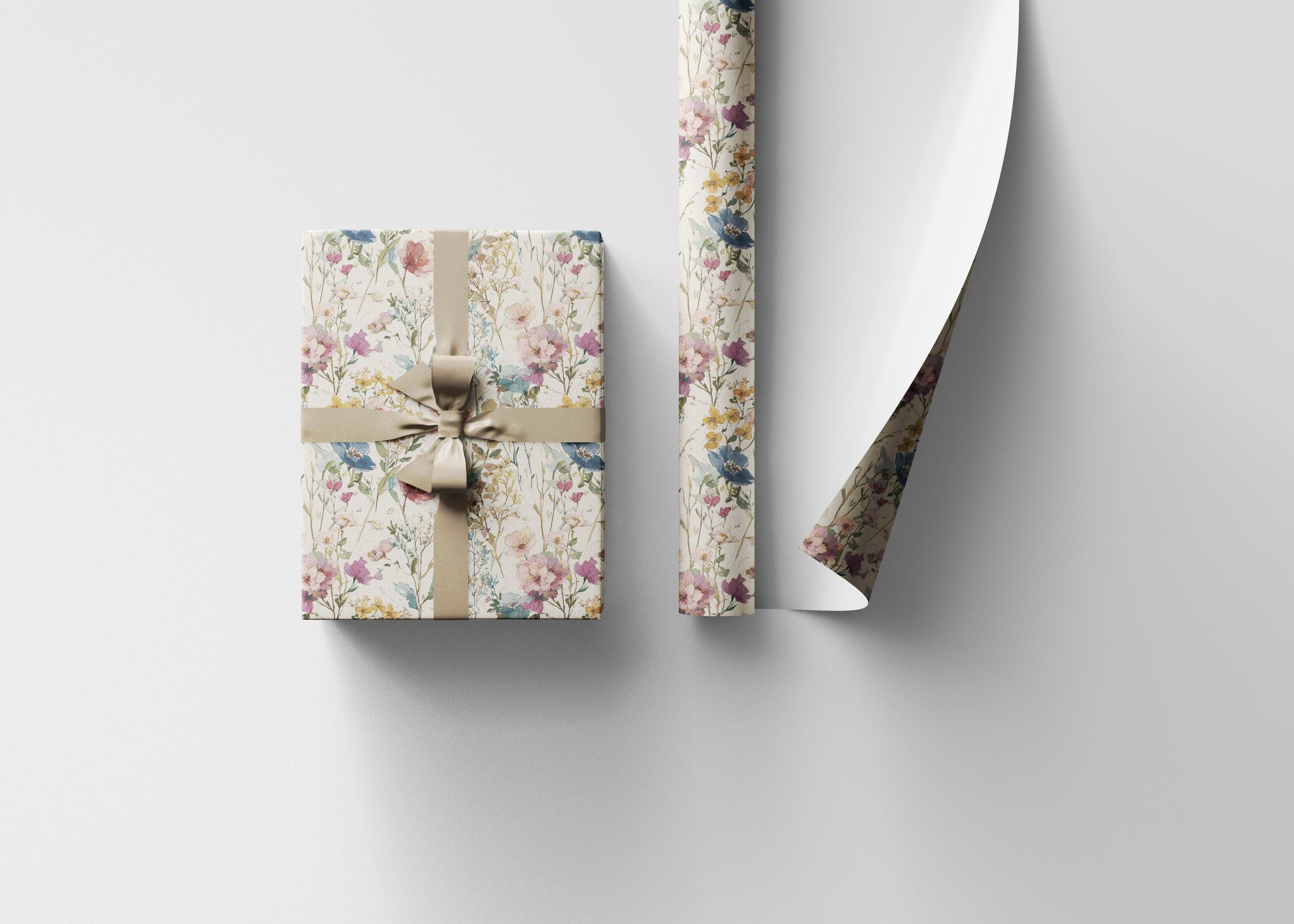 Rustic Wildflower Wrapping Paper for Wedding Favors | Floral Gift Wrap ...