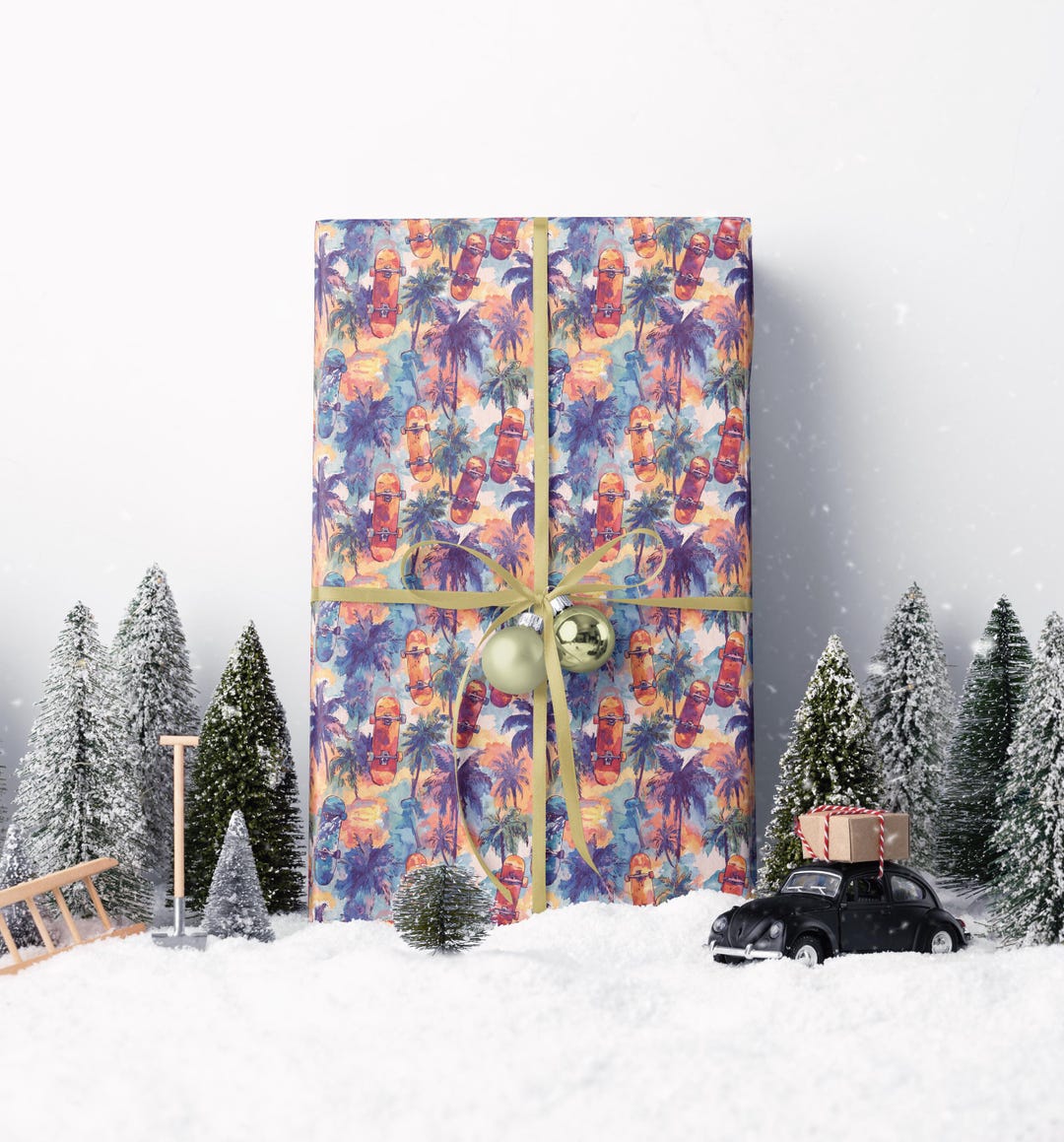 Skateboard Themed Wrapping Paper Roll for Teens, Skater Fans and Sporty ...