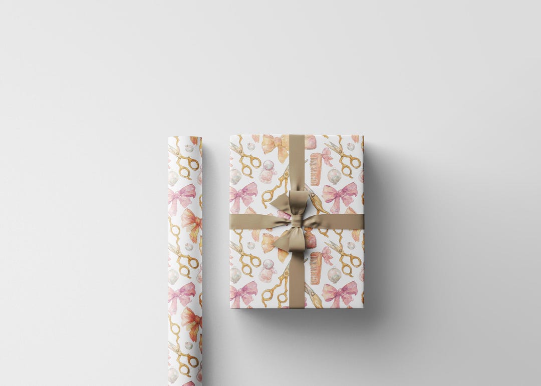 Hair Stylist Christmas Gift Wrap Wrapping Paper for Salon Owners Barber ...