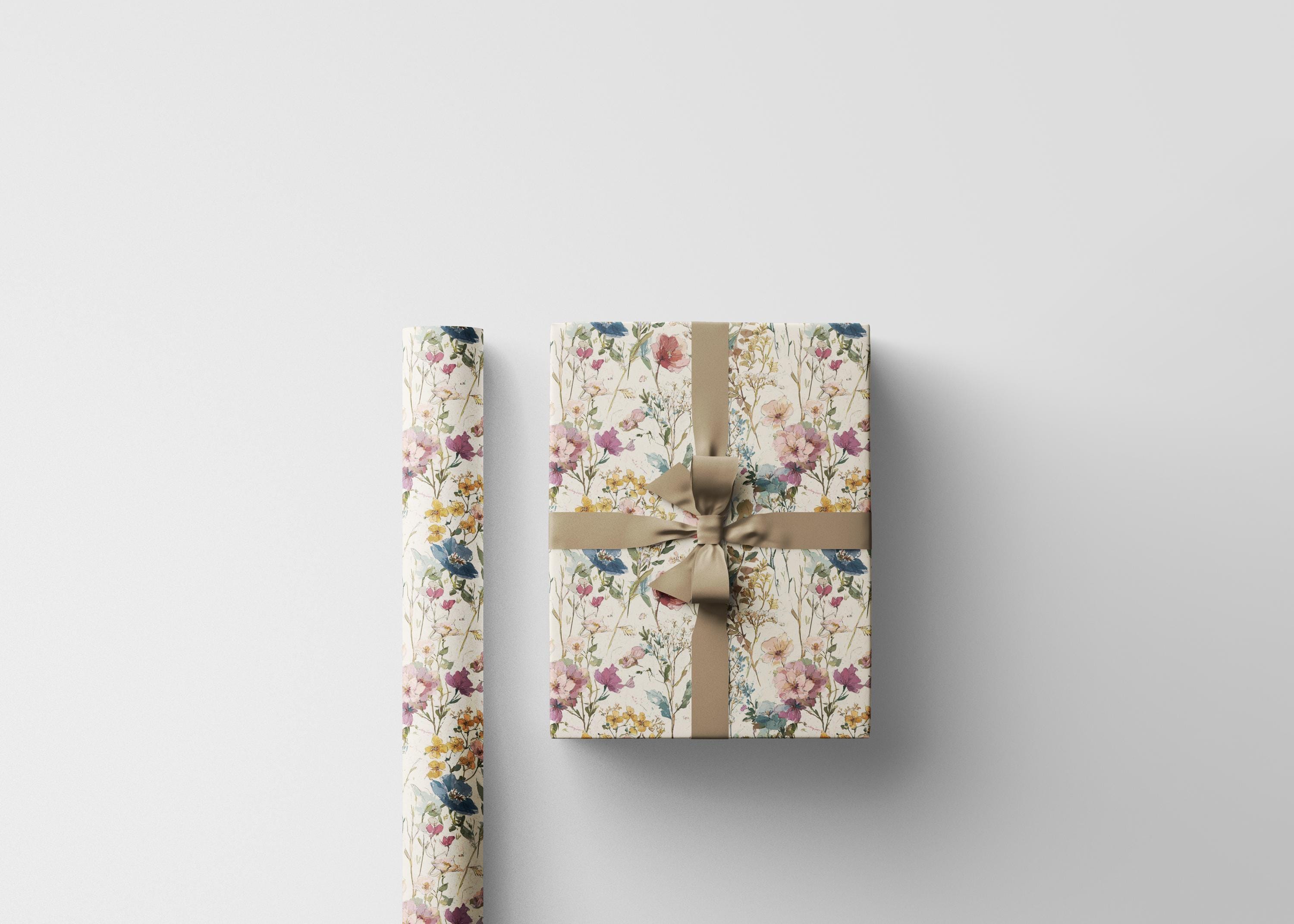 Rustic Wildflower Wrapping Paper for Wedding Favors | Floral Gift Wrap ...