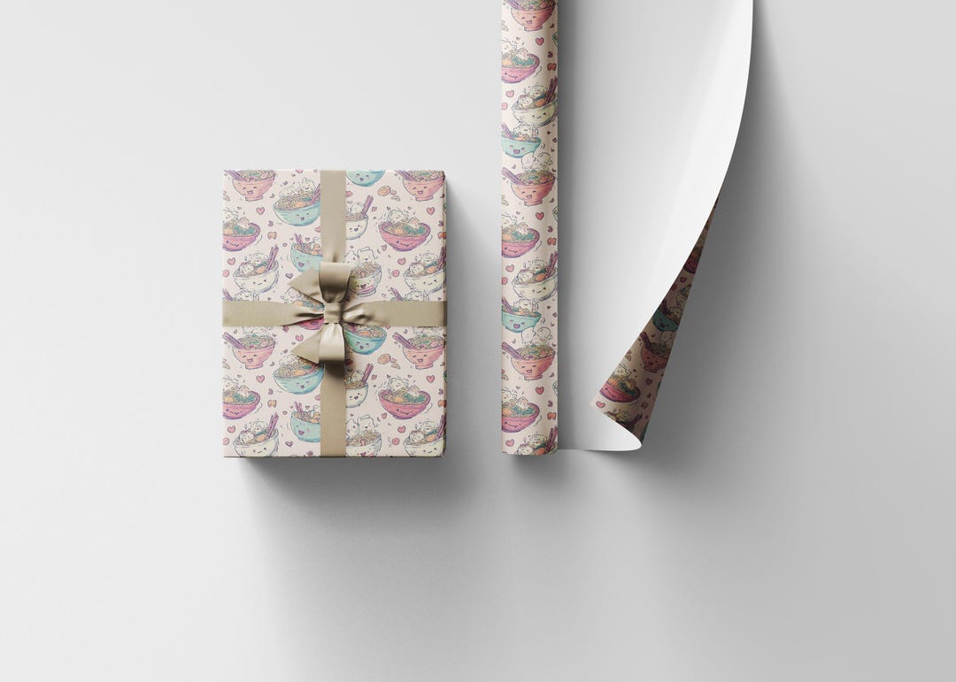 Ramen Wrapping Paper Funny Japanese Noodle Gift Wrap Sheets for Foodie ...