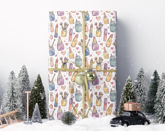 Makeup Wrapping Paper Spa Day Birthday Gift Wrap Beauty Party Supplies ...