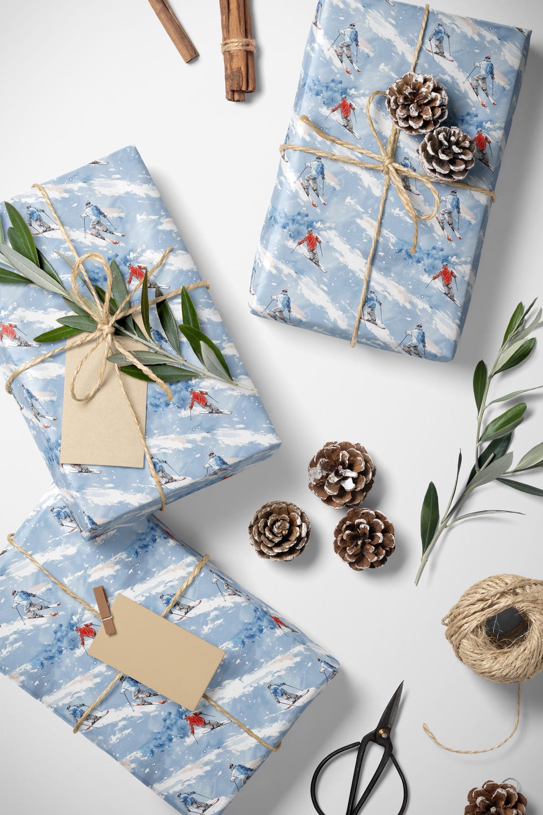 Ski Wrapping Paper Christmas Snow Mountain Gift Wrap for Ski Trip ...
