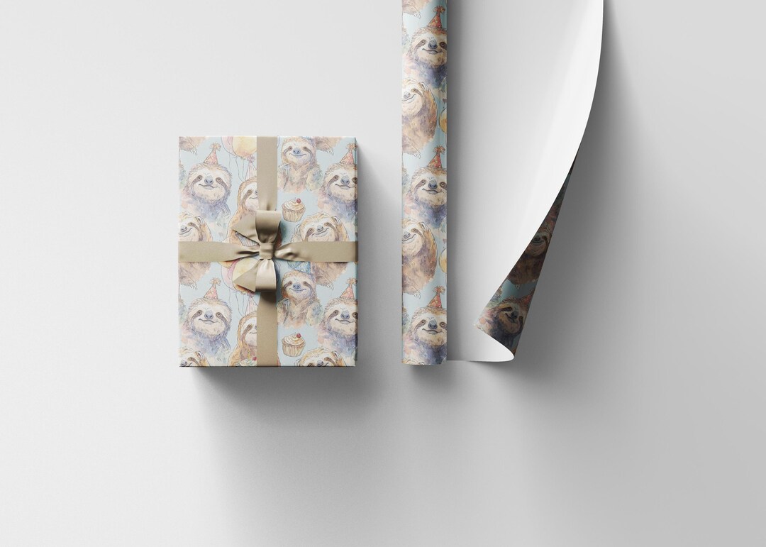 Sloth Christmas Wrapping Paper Funny Holiday Gift Wrap for Lazy Animal ...