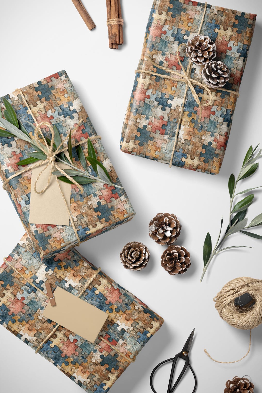 Jigsaw Puzzle Gift Wrap Wrapping Paper for Puzzle Addicts Brain Teaser ...
