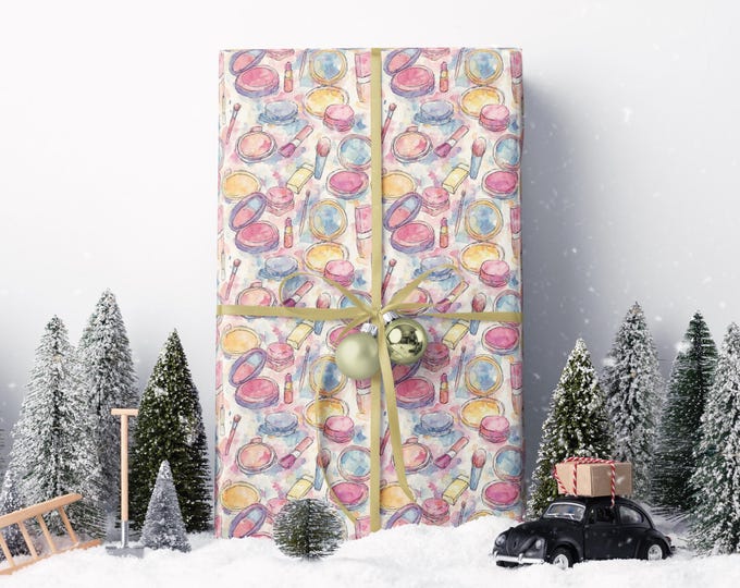 Makeup Wrapping Paper Spa Day Birthday Gift Wrap Beauty Party Supplies ...