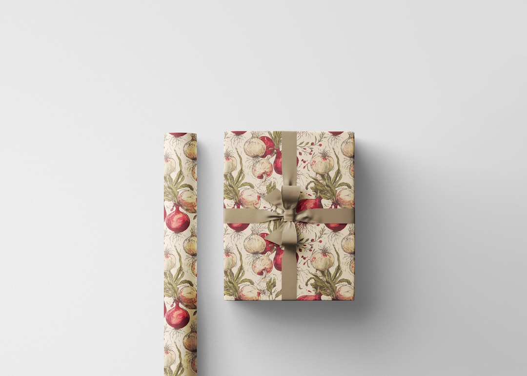 Farmers Market Wrapping Paper Roll Eco Rustic Onions Design Farm Fresh ...