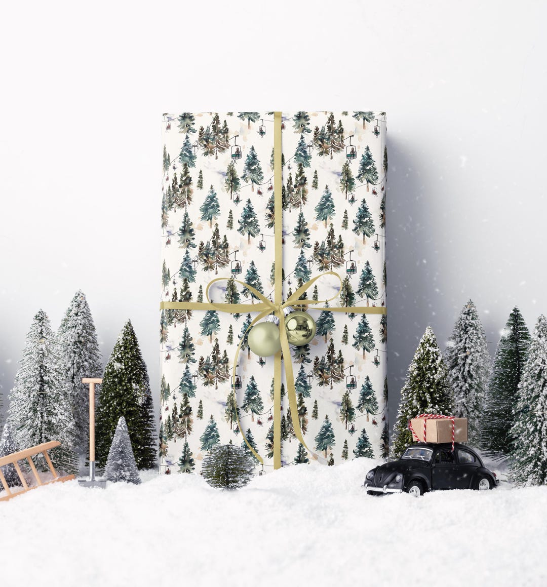 Ski Wrapping Paper Winter Adventure Gift Wrap for Holidays Birthday Ski ...