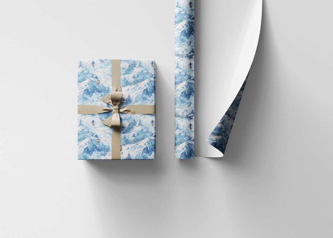 Ski Lover Wrapping Paper Gift Wrap for Outdoor Snow Activities Alpine ...