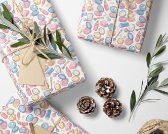 Makeup Wrapping Paper Spa Day Birthday Gift Wrap Beauty Party Supplies ...