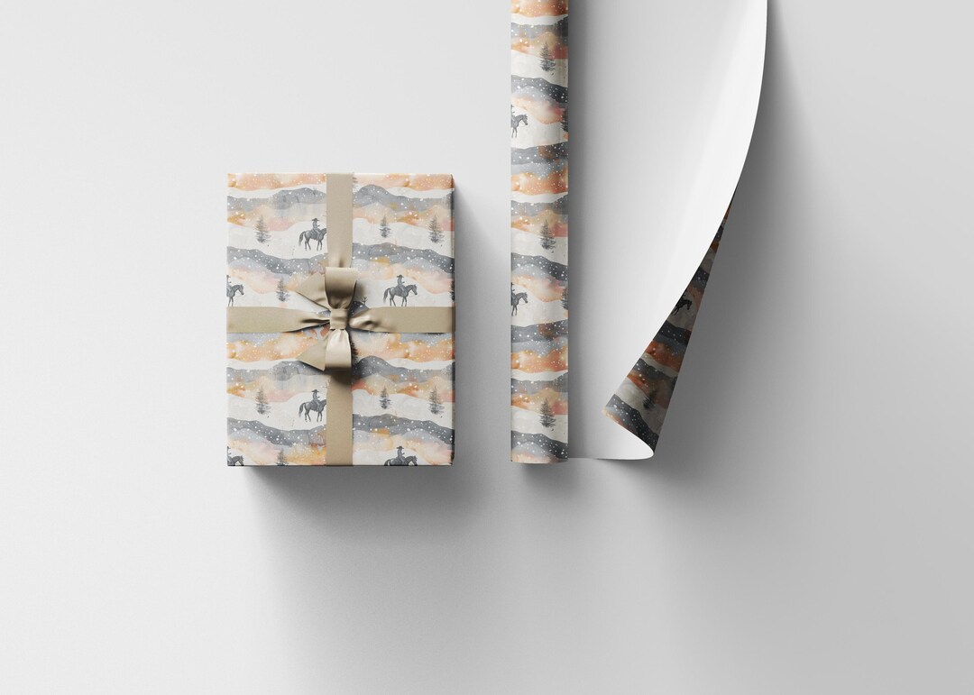 Cactus and Cowboy Wrapping Paper Western Desert Gift Wrap for Ranch ...