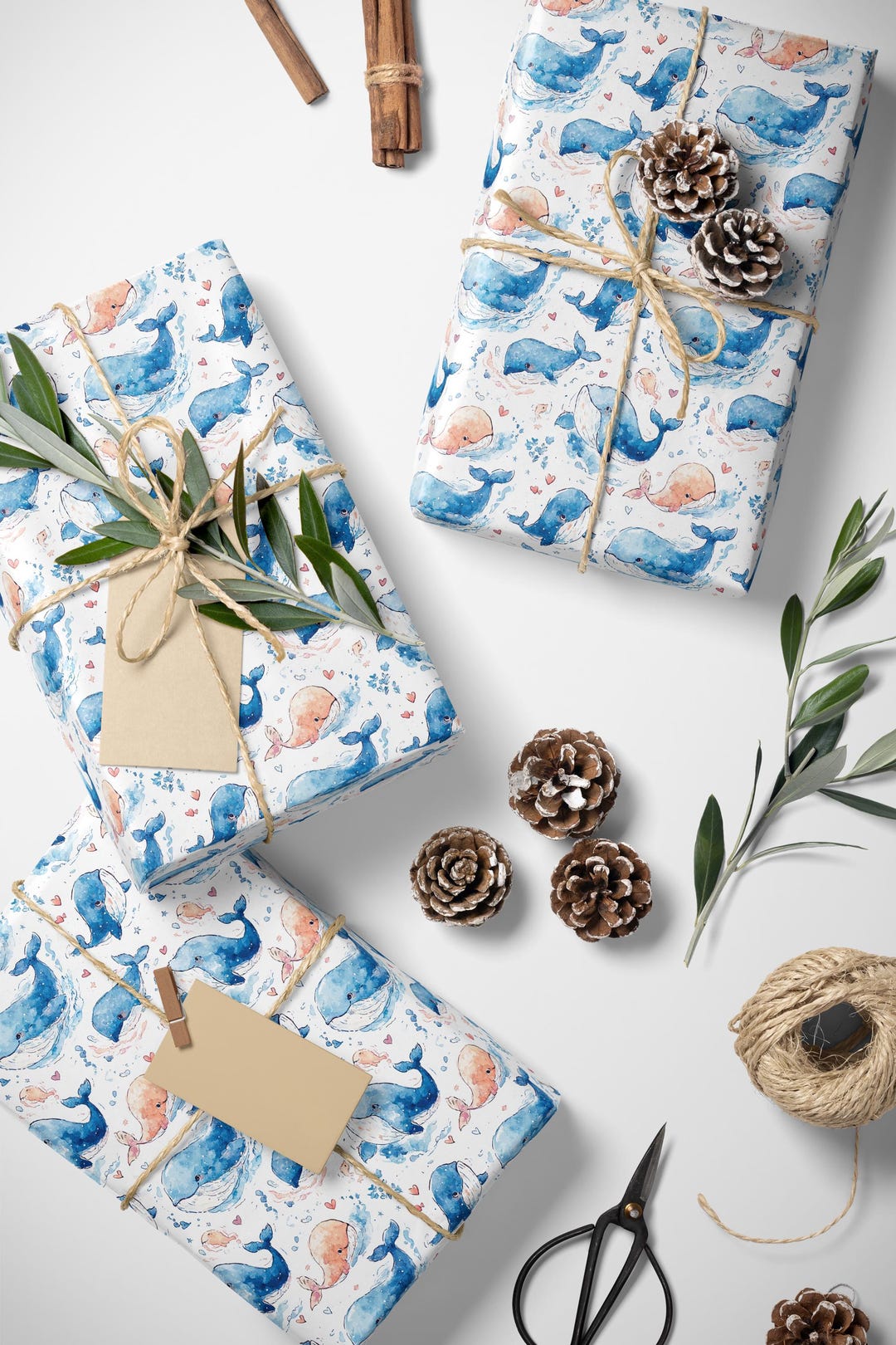 Marine Wrapping Paper With Starfish and Shells Gift Wrap for ...