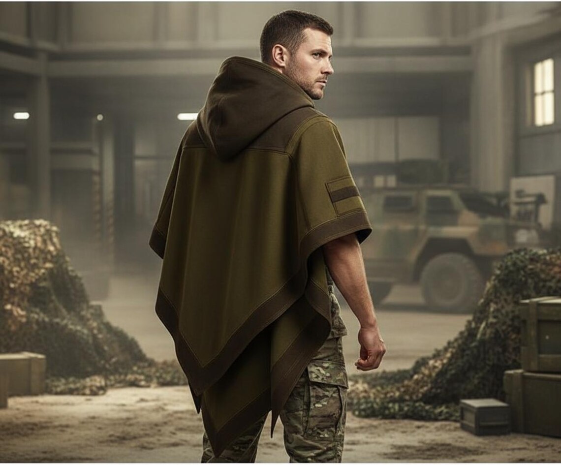 Handmade Tactical Hooded Cape Poncho, Military Style Dystopian Cloak ...
