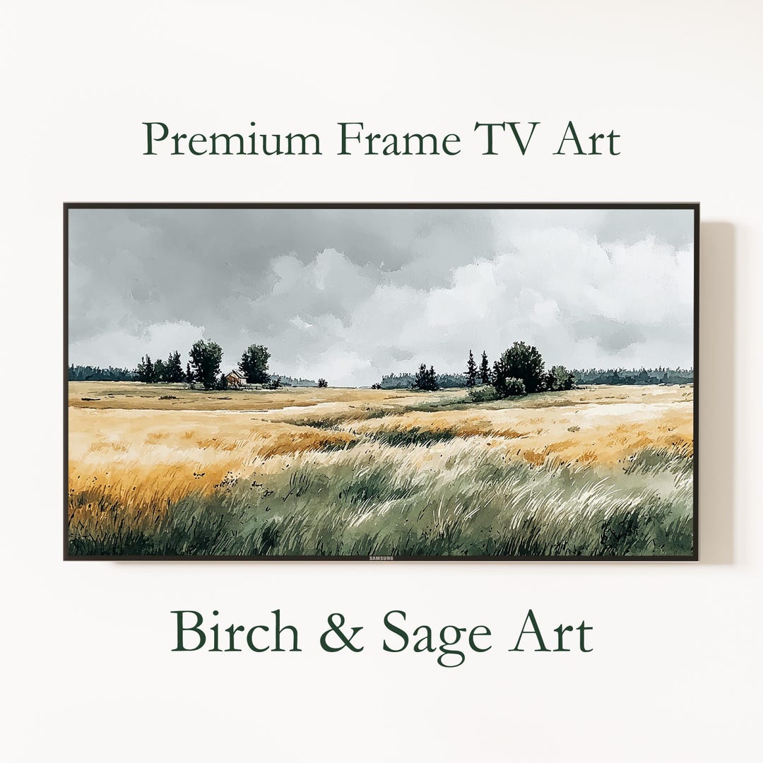Pastoral Meadow Landscape TV Art – Soft Watercolor Field Painting ...