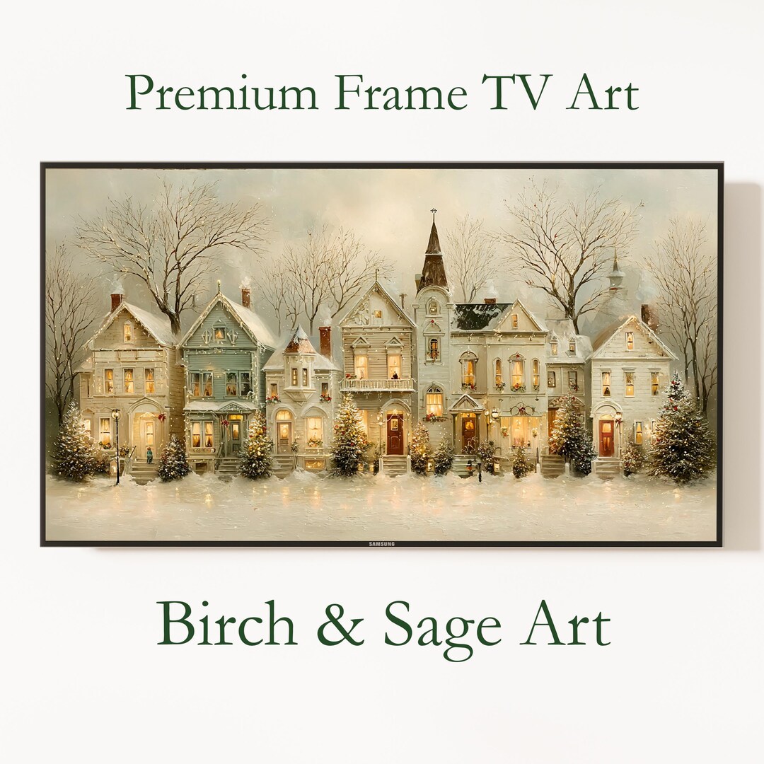 Victorian Christmas Village Frame TV Art – Cozy Winter Town Scene ...