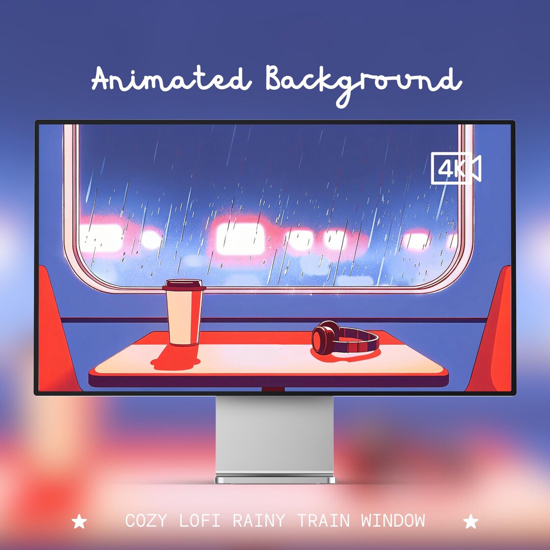 Cozy Anime Lo Fi Animated Background Rainy Train Window 4K for Twitch ...