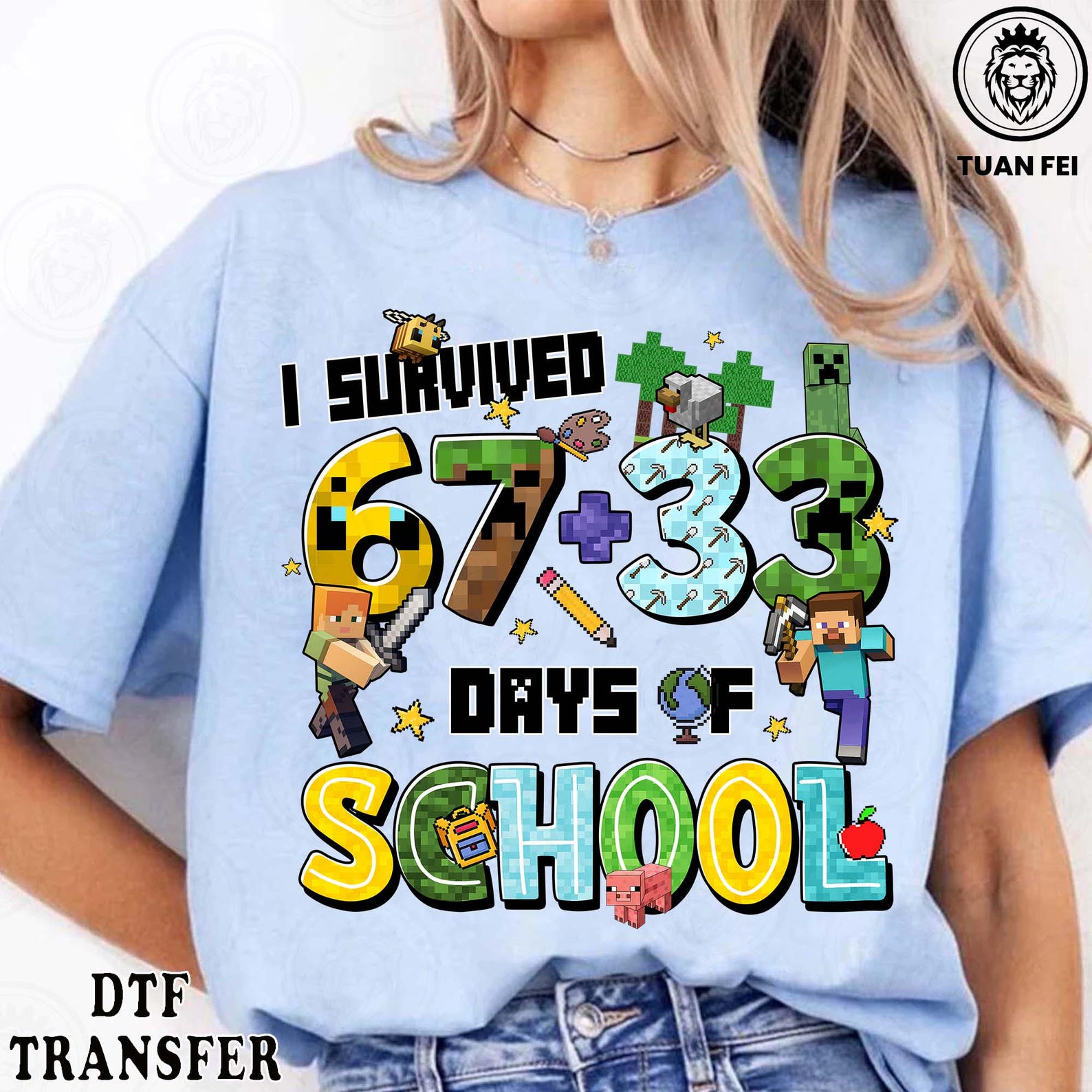 DTF Transfer Level 100 Days of School Complete Gamer Video Games Boys ...