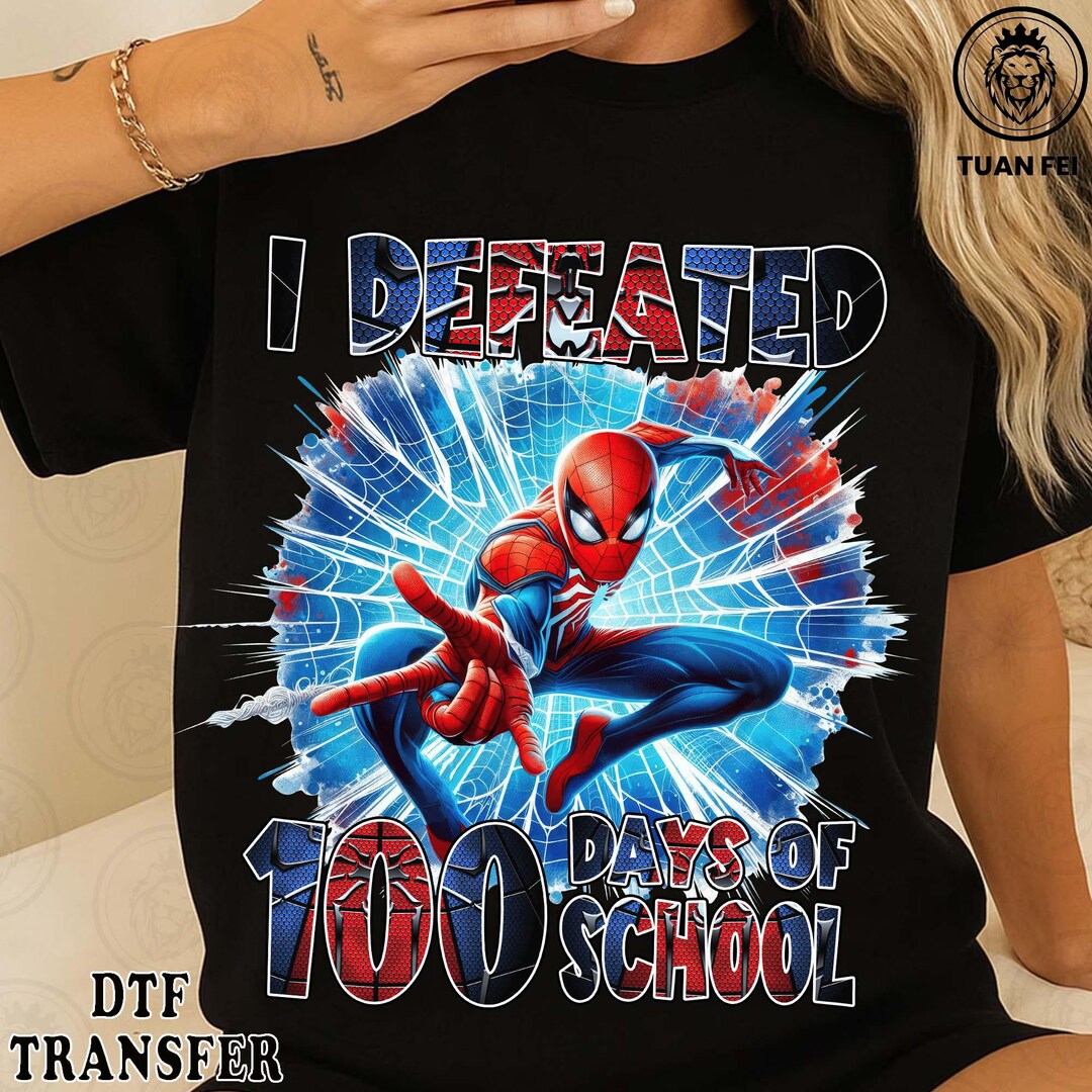 I Defeated 100 Days of School DTF Transfer, 100 Days of School DTF, 100 ...