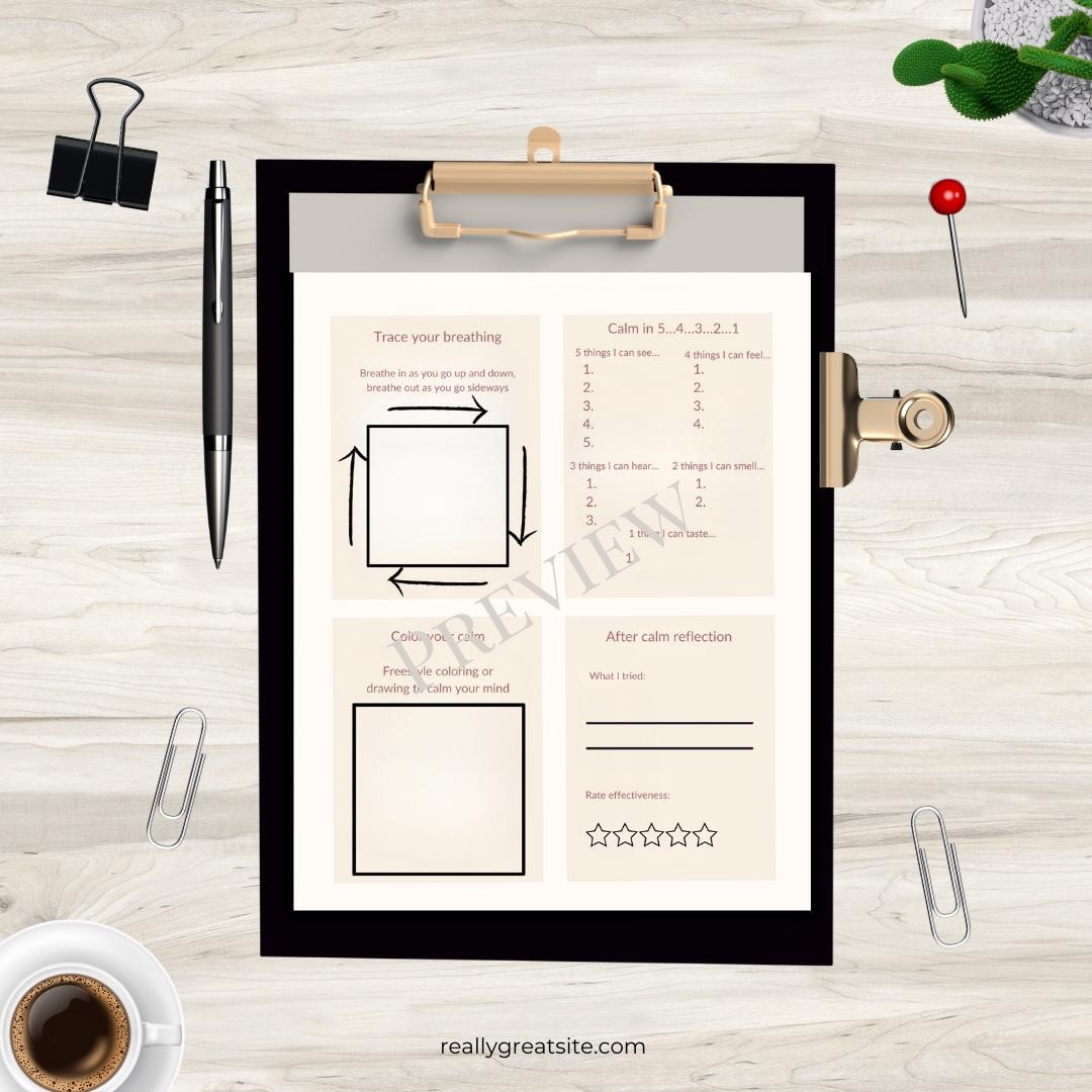 Calm Down Kit Printable: Coping Skills Worksheet, Anxiety Relief (PDF ...