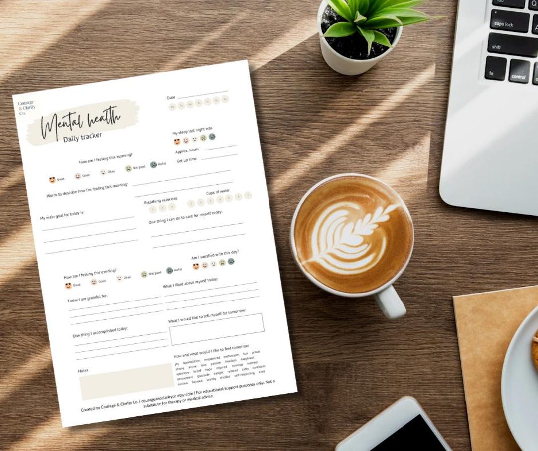 Daily Mental Health Tracker – Printable PDF | Mood & Self-care Log ...