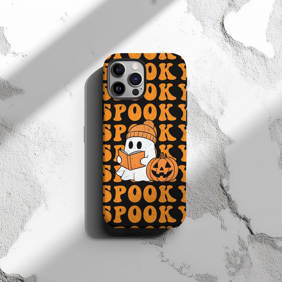 Spooky Book Ghost Halloween Phone Case for iPhone 16 Pro Max 15 14 13 ...