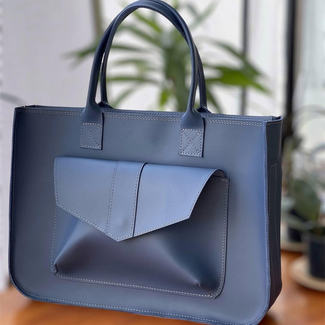 Top-grain Leather Laptop Tote – Work Bag for Women – Multi-compartment ...