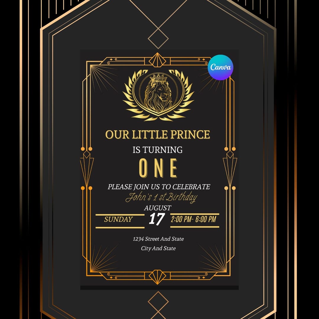 Editable All Black Party Invitation, All Black Affair, Black and Gold ...