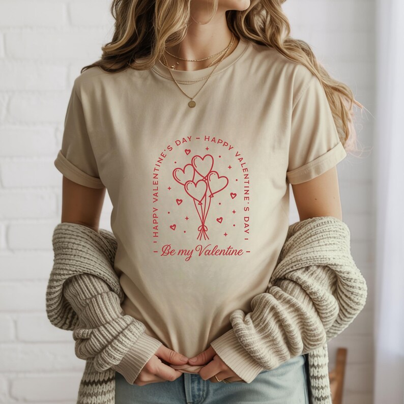 Be My Valentine Shirt, Hearts Balloons Tee, Cute Valentine Gift ...