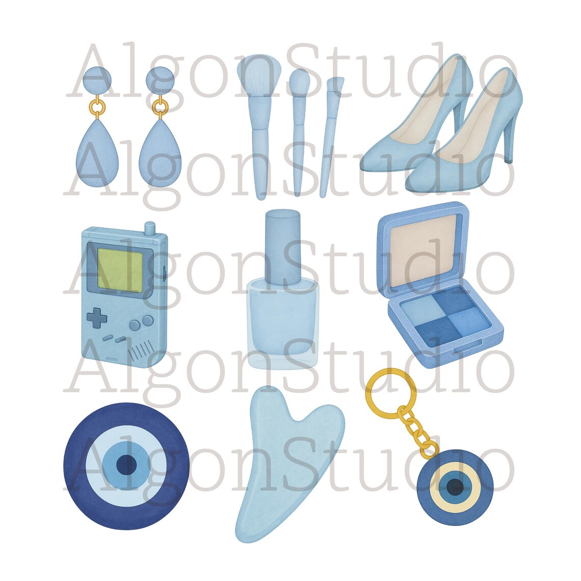 Blue Aesthetic Clipart Bundle , Pastel Baby Blue PNG Stickers , Ocean ...