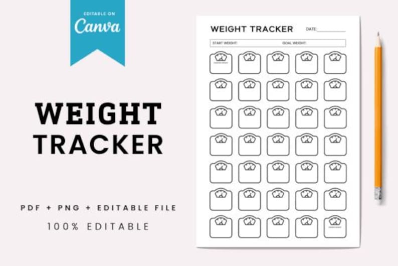 6 Month Weight Tracker Printable - Cute Digital Weekly Weight Loss ...