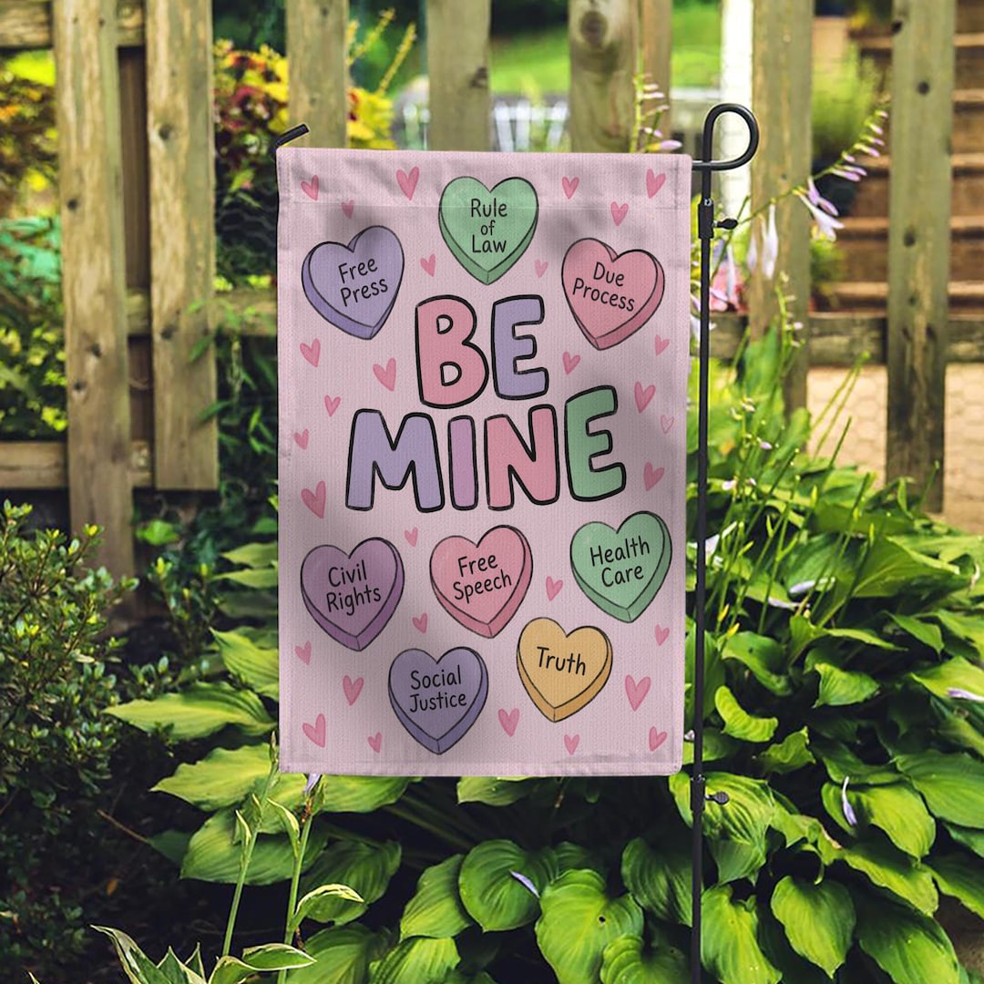 Social Justice Candy Heart Garden Flag: Progressive Democracy & Civil ...