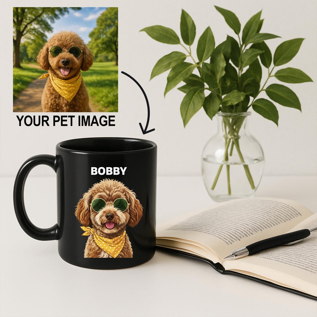 Personalized Pet Mug – Custom Dog Portrait Coffee Cup With Name & Photo ...