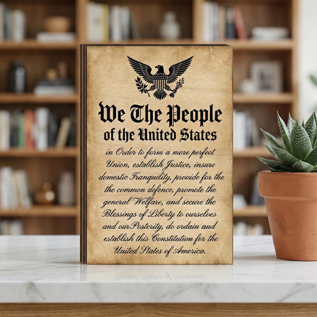 US Constitution Preamble Wood Block: Rustic We the People Patriotic ...