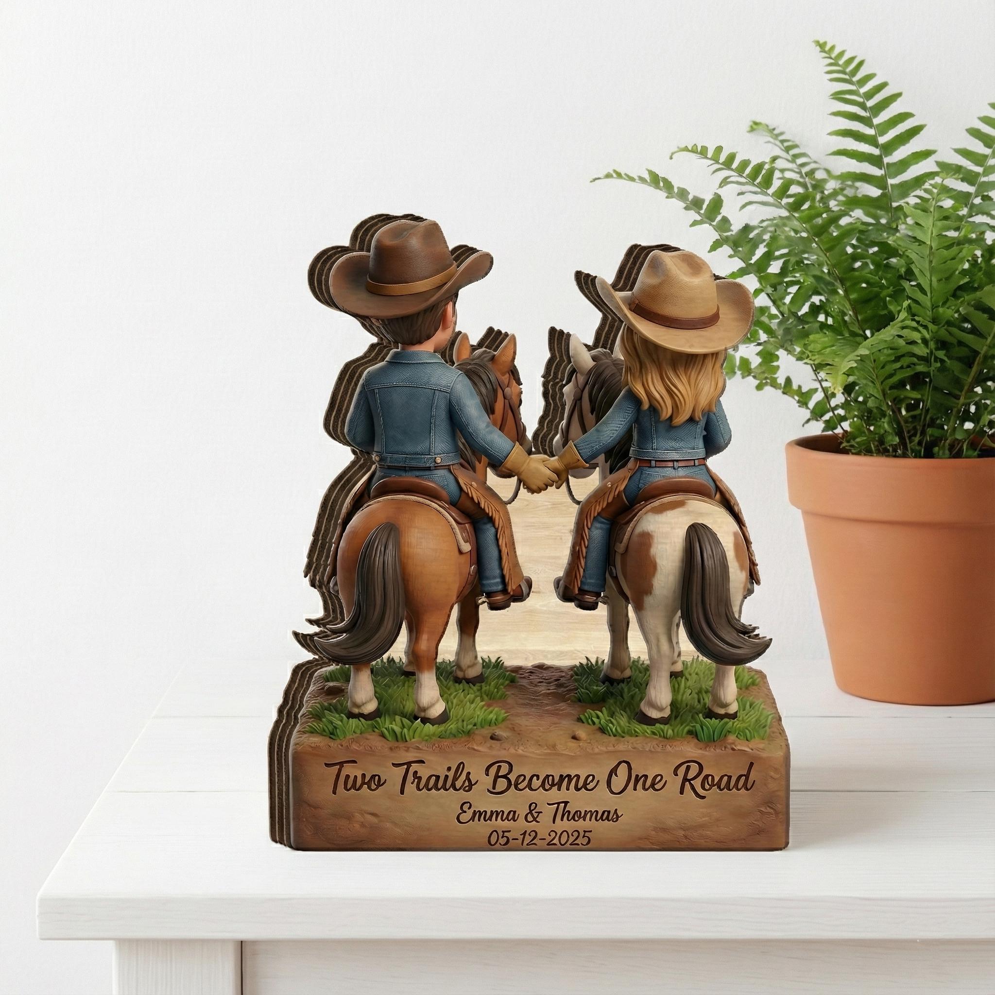 Personalized Western Couple Wooden Block: Custom Cowboy Wedding Gift ...