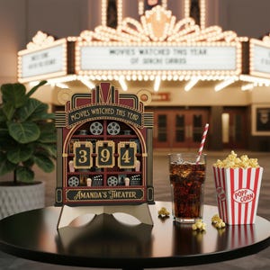 Personalized Wooden Movie Tracker: Custom Film Counter, Home Theater ...