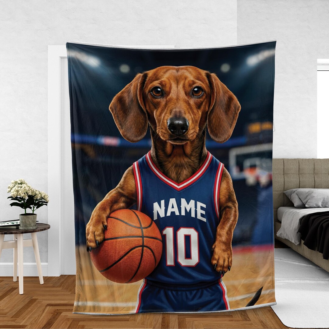 Personalized Basketball Pet Photo Blanket: Custom Name Jersey, Wiener ...