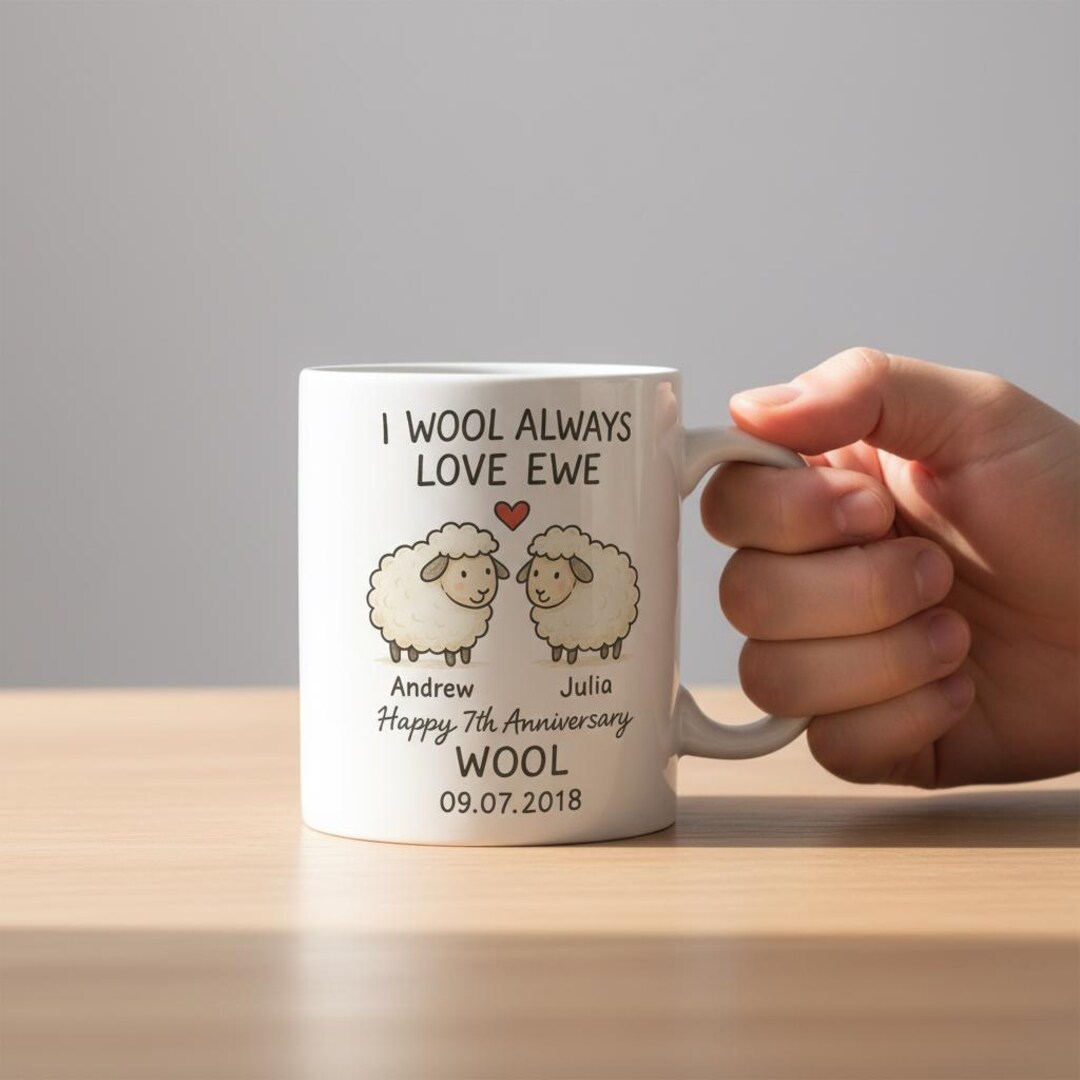 Personalized Wool Anniversary Mug: Personalized Sheep Design With Names ...