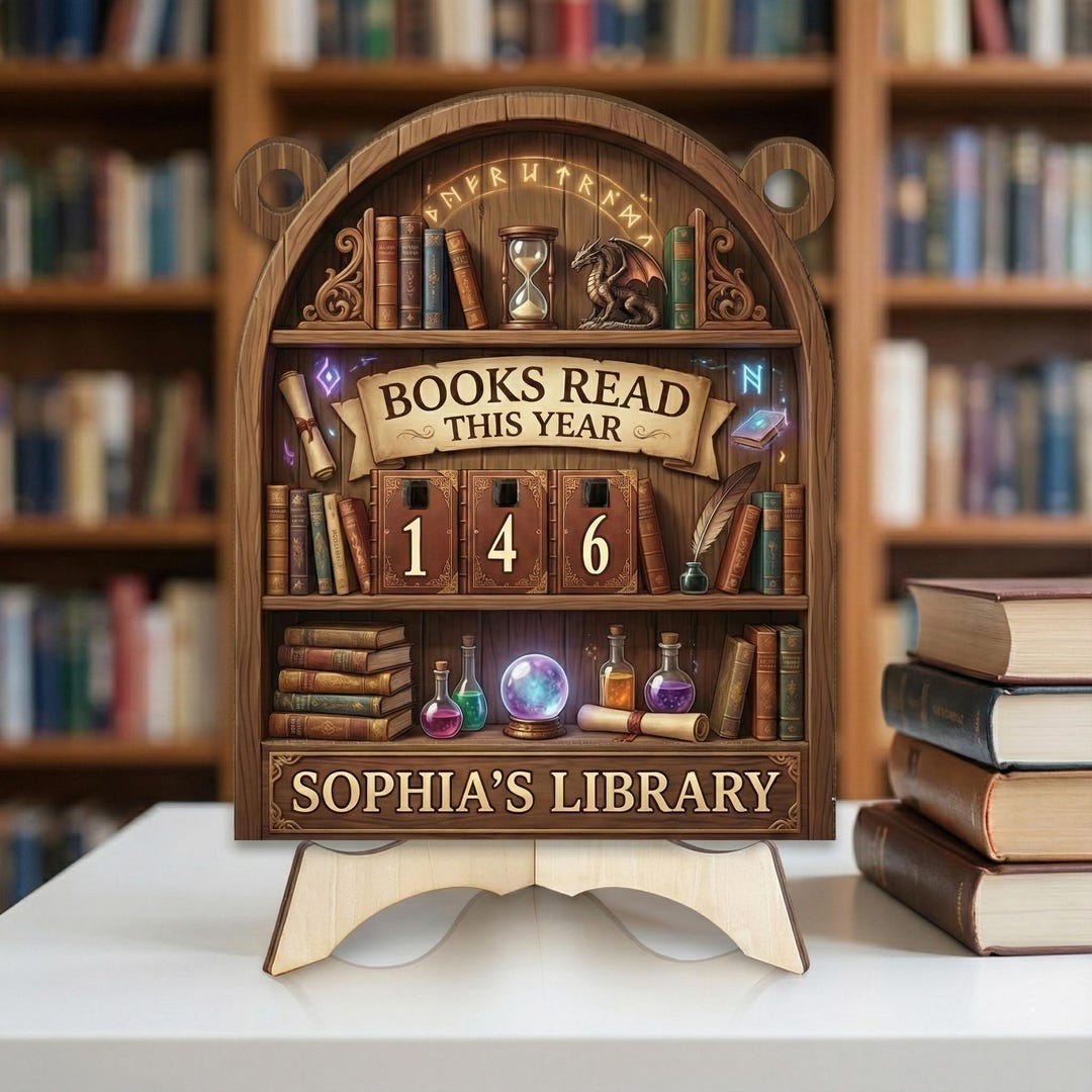 Personalized Books Read Tracker Sign: Custom Wood Fantasy Library ...