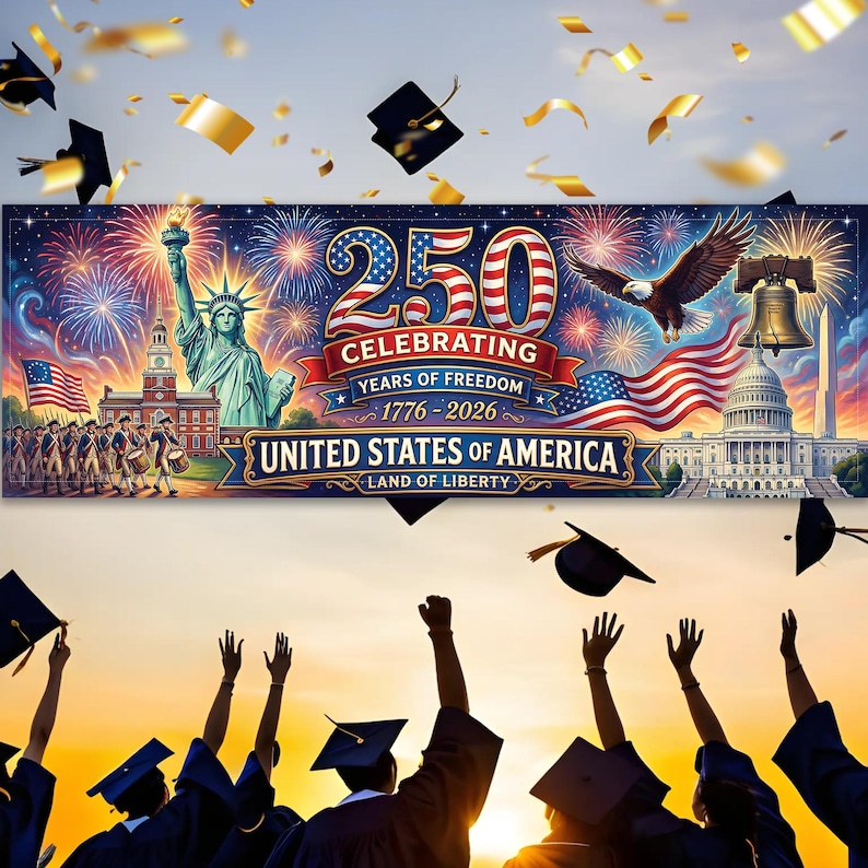 USA 250th Anniversary Banner: Semiquincentennial 1776-2026 Outdoor ...