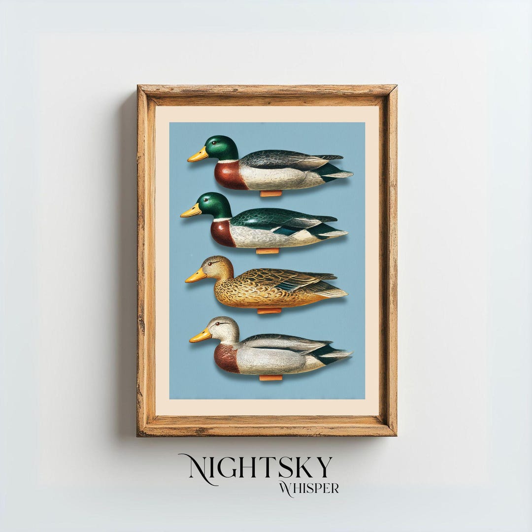 Vintage Duck Decoy Print Digital Download Retro Duck Prints Duck ...