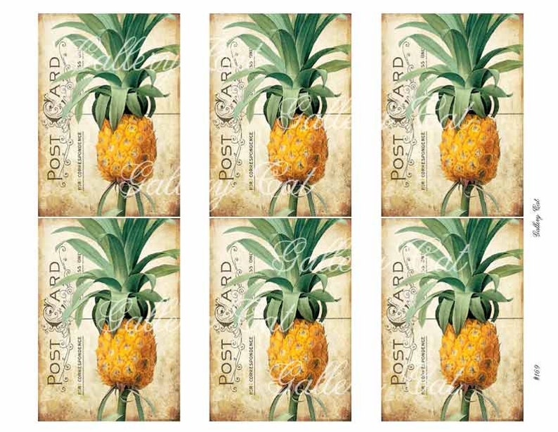 PINEAPPLE TAGS Digital Collage Sheet Instant Download Paper - Etsy